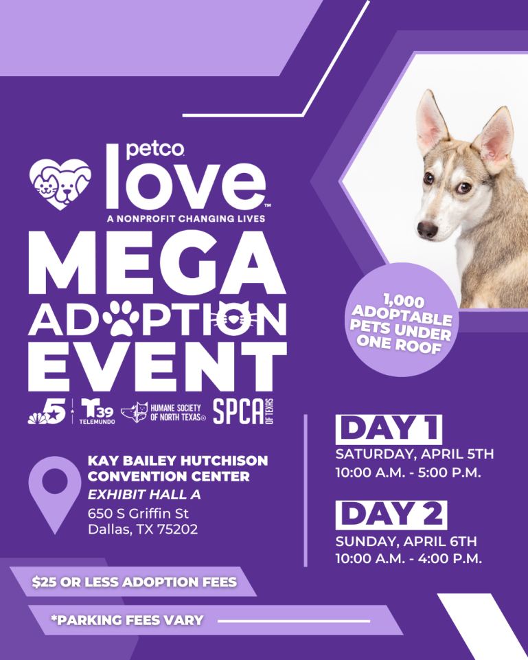 SPCA of Texas | Mobile Adoptions at the Petco Love Mega Adoption Event ...